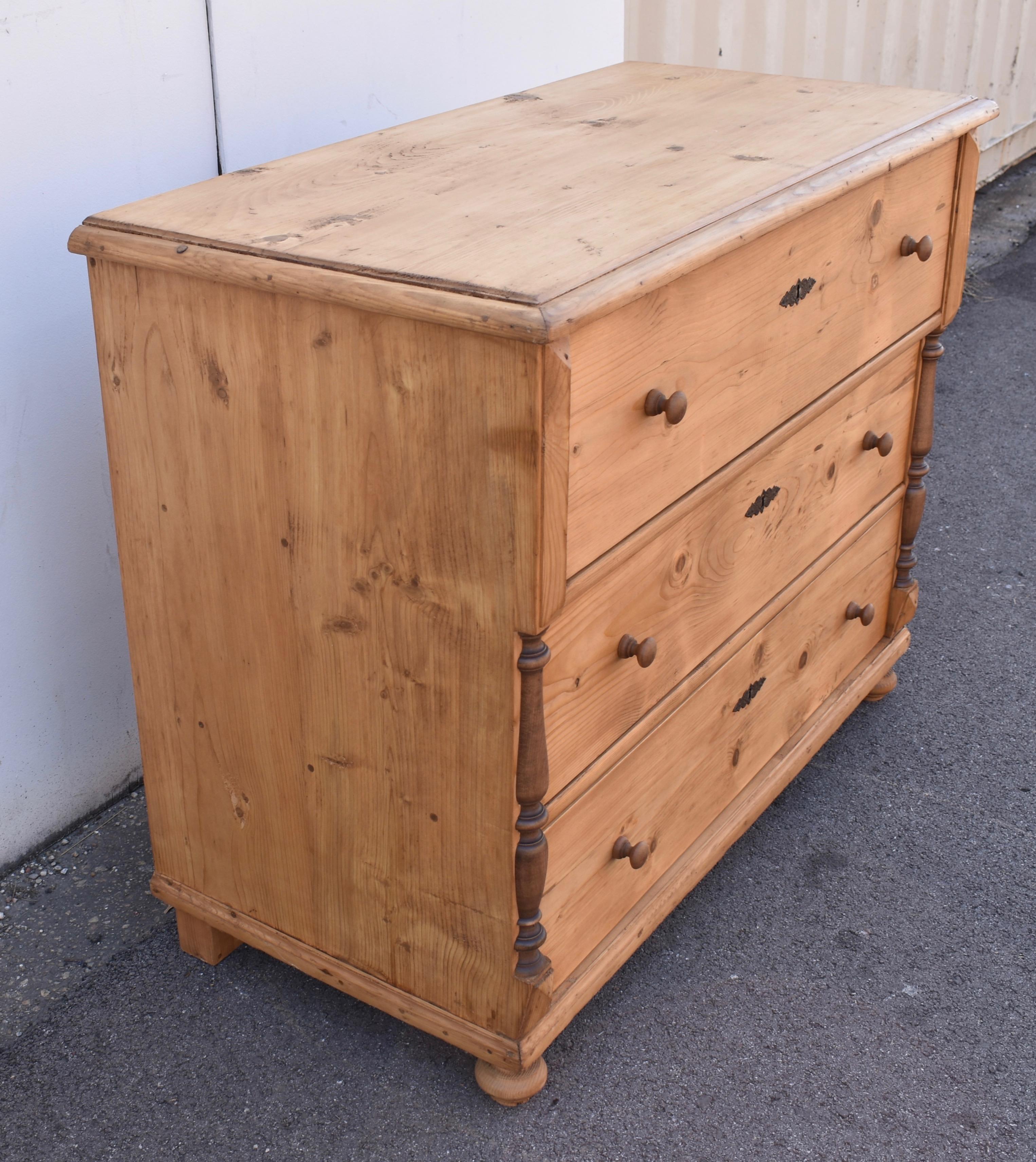 Pine Chest of Three Drawers at 1stDibs
