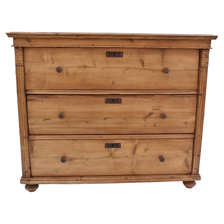 Pine Chest of Three Drawers at 1stDibs