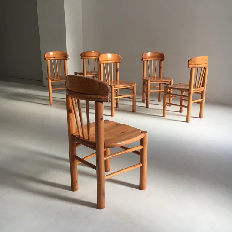 Pine Dining Chairs Rainer Daumiller Set of Six, Denmark, 1970 For Sale at 1stDibs