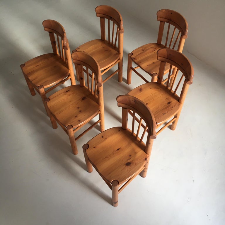 Pine Dining Chairs Rainer Daumiller Set of Six, Denmark, 1970 For Sale at 1stDibs