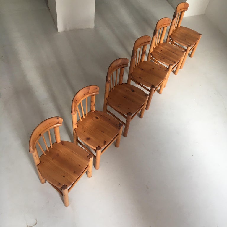 Pine Dining Chairs Rainer Daumiller Set of Six, Denmark, 1970 For Sale at 1stDibs