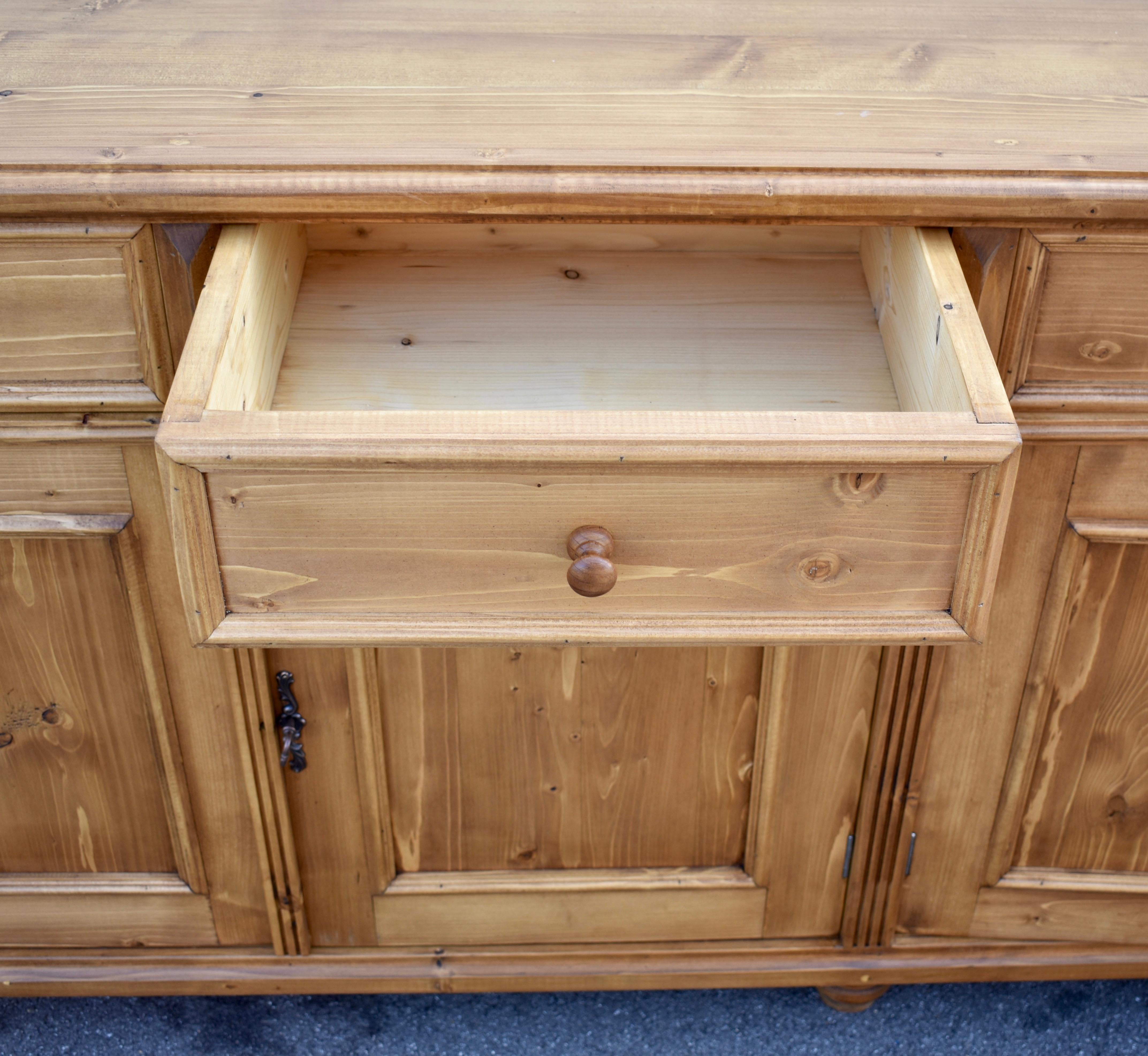 Pine Four Door Four Drawer Sideboard For Sale at 1stDibs