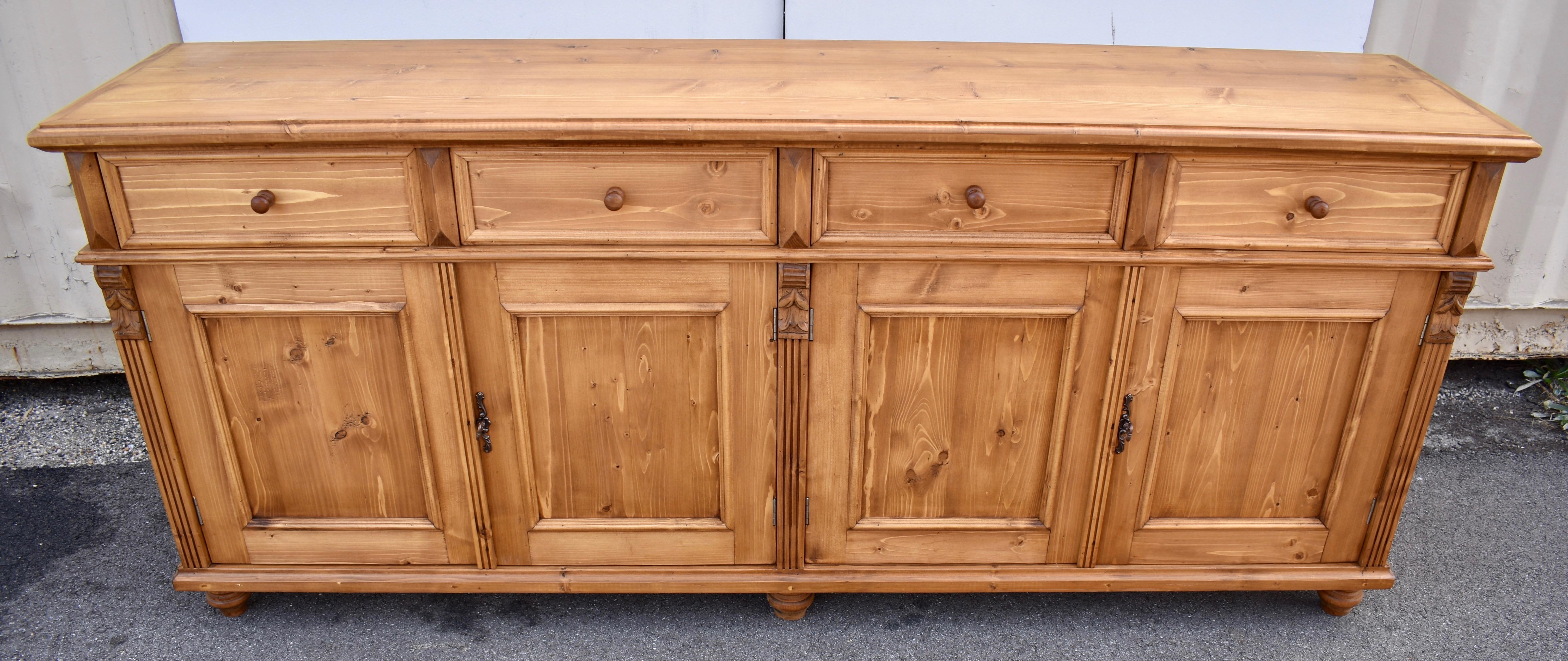 Pine Four Door Four Drawer Sideboard For Sale at 1stDibs