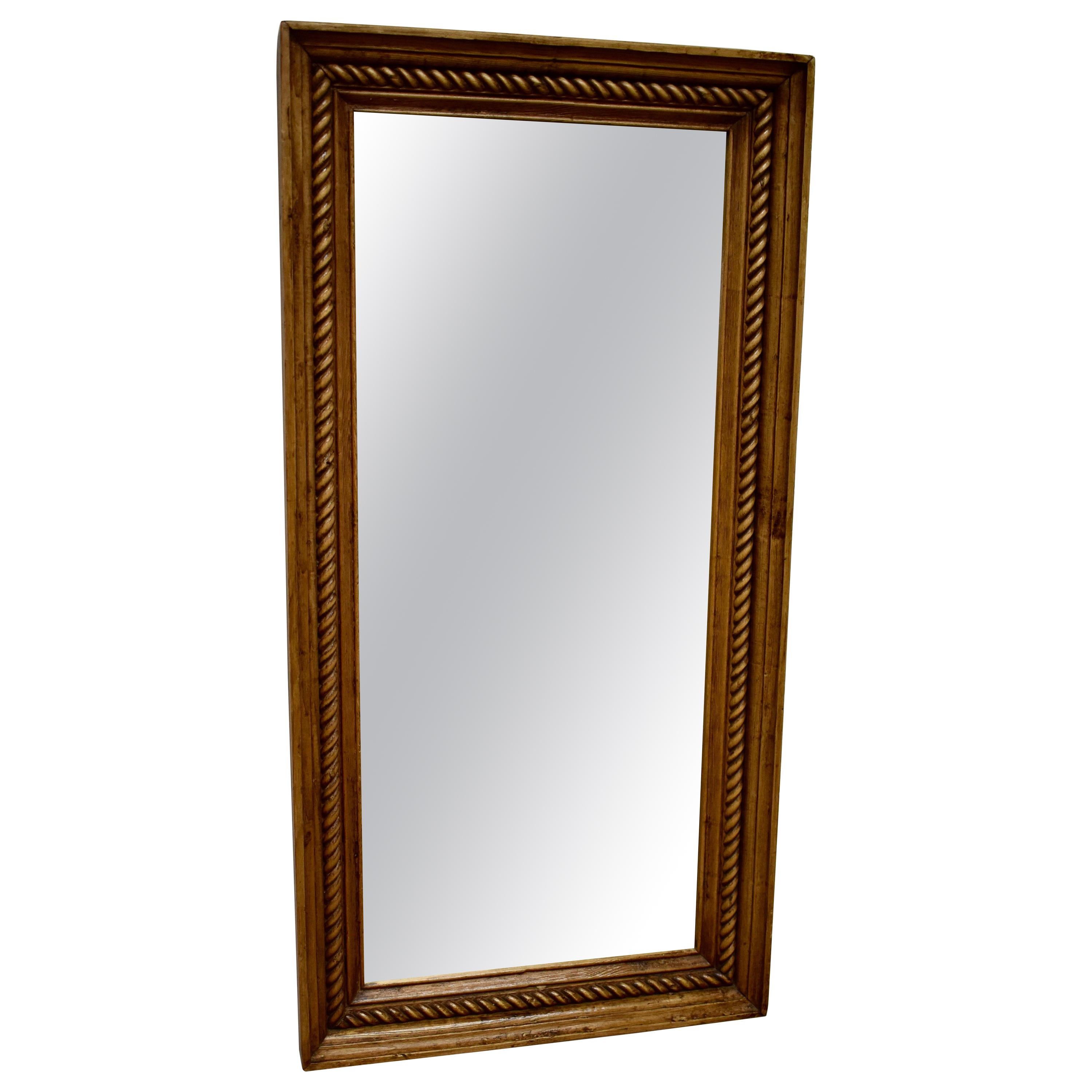Large English Giltwood Rectangular Mirror Featuring a Rope Twist For ...