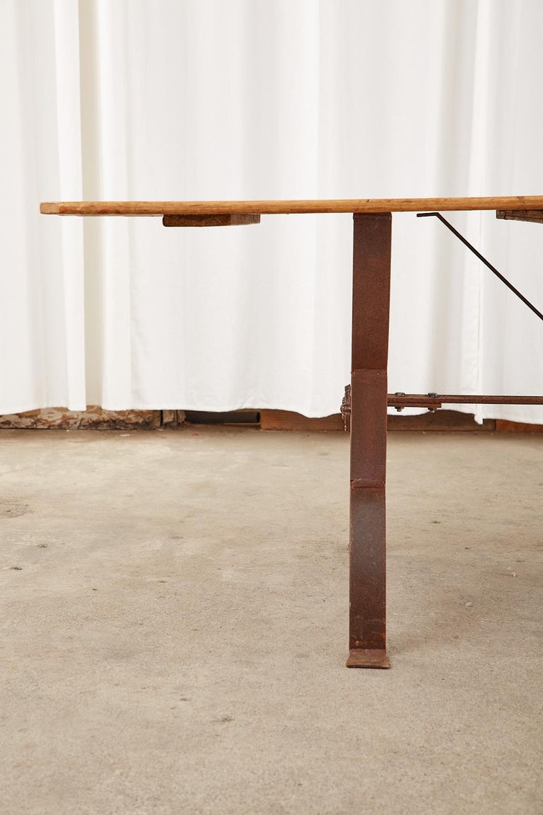 Pine Harvest Farmhouse Dining Table with Iron Trestle Base at 1stDibs