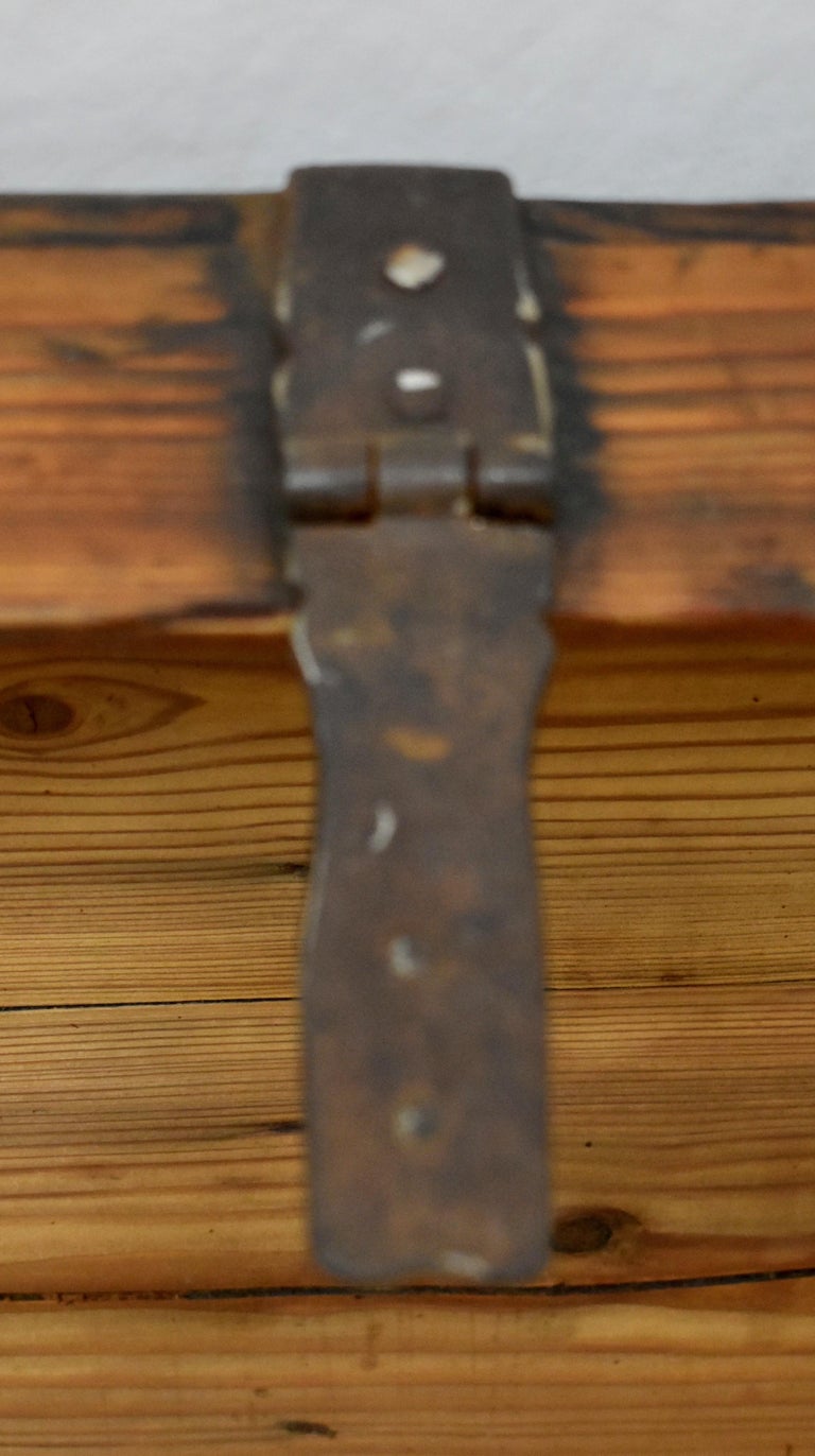 Pine Iron-Banded Dome Top Strong Box at 1stDibs