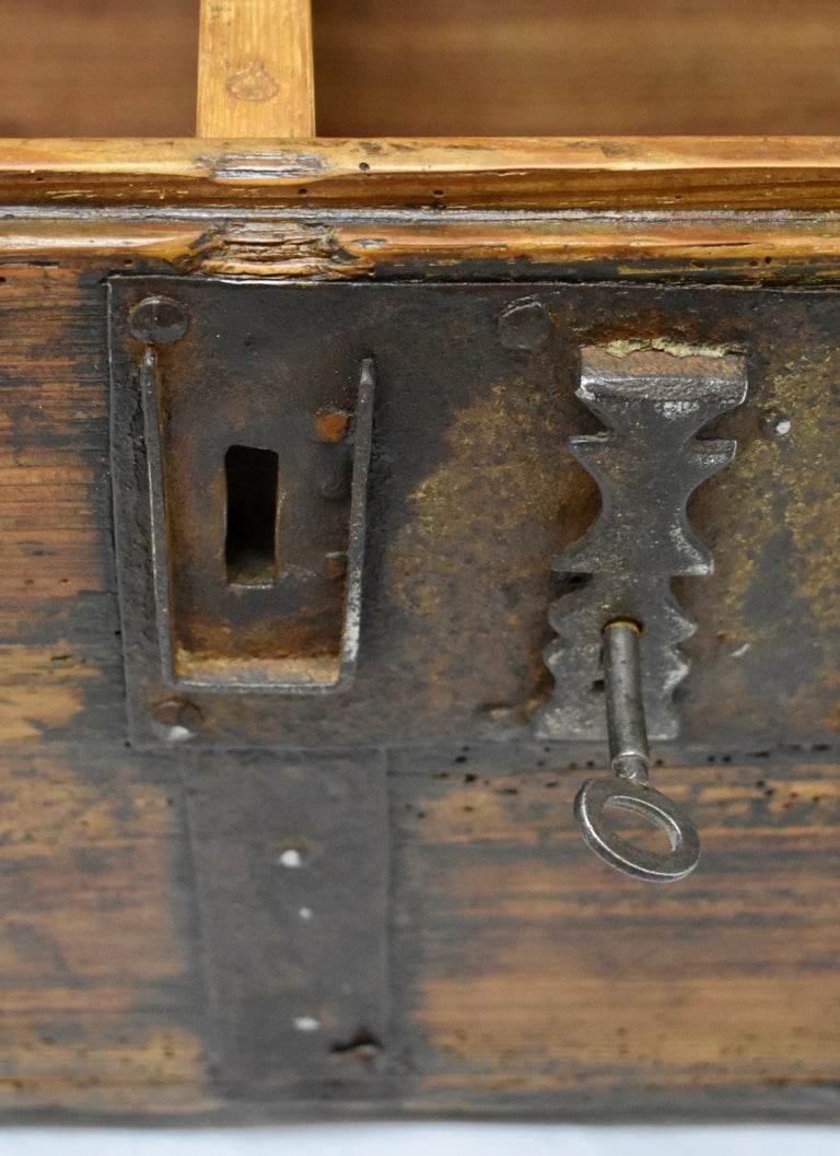 Pine Iron-Banded Dome Top Strong Box at 1stDibs