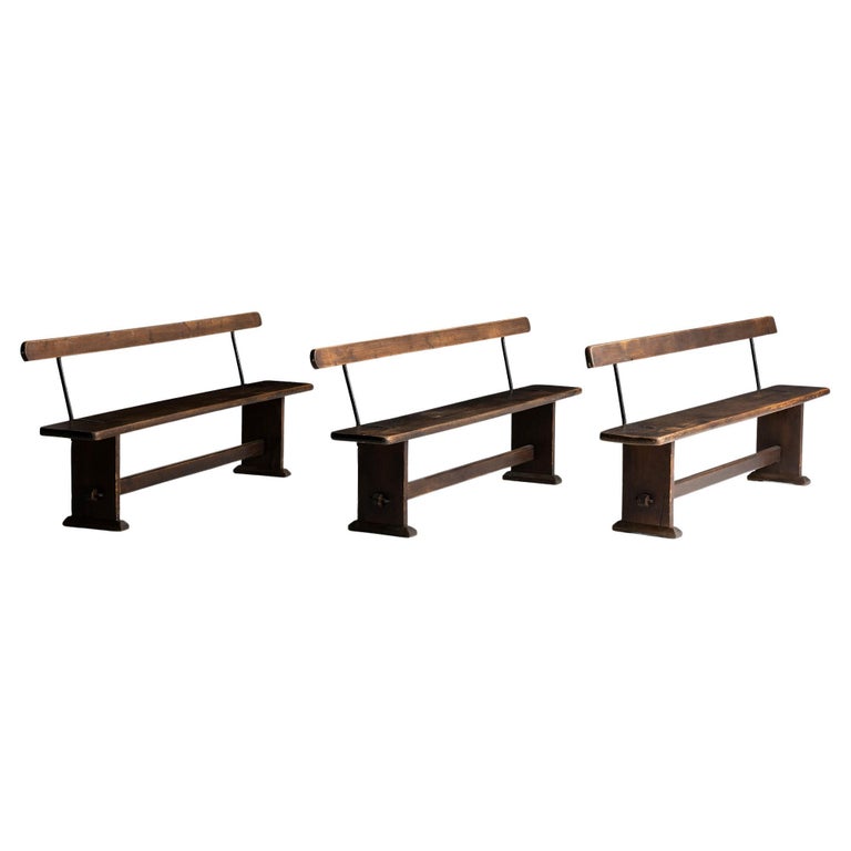 Pine and Iron Benches, England circa 1900 For Sale at 1stDibs
