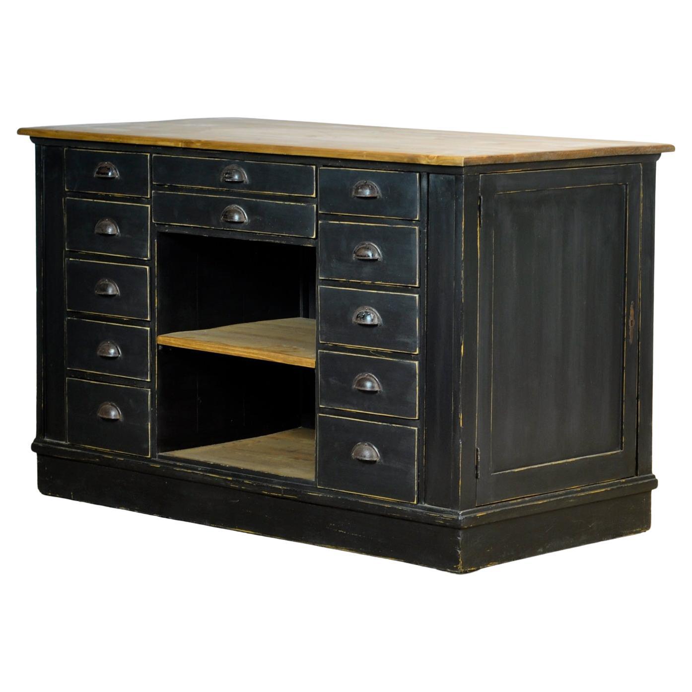 Oak Prep Table Kitchen Island Green For Sale at 1stDibs