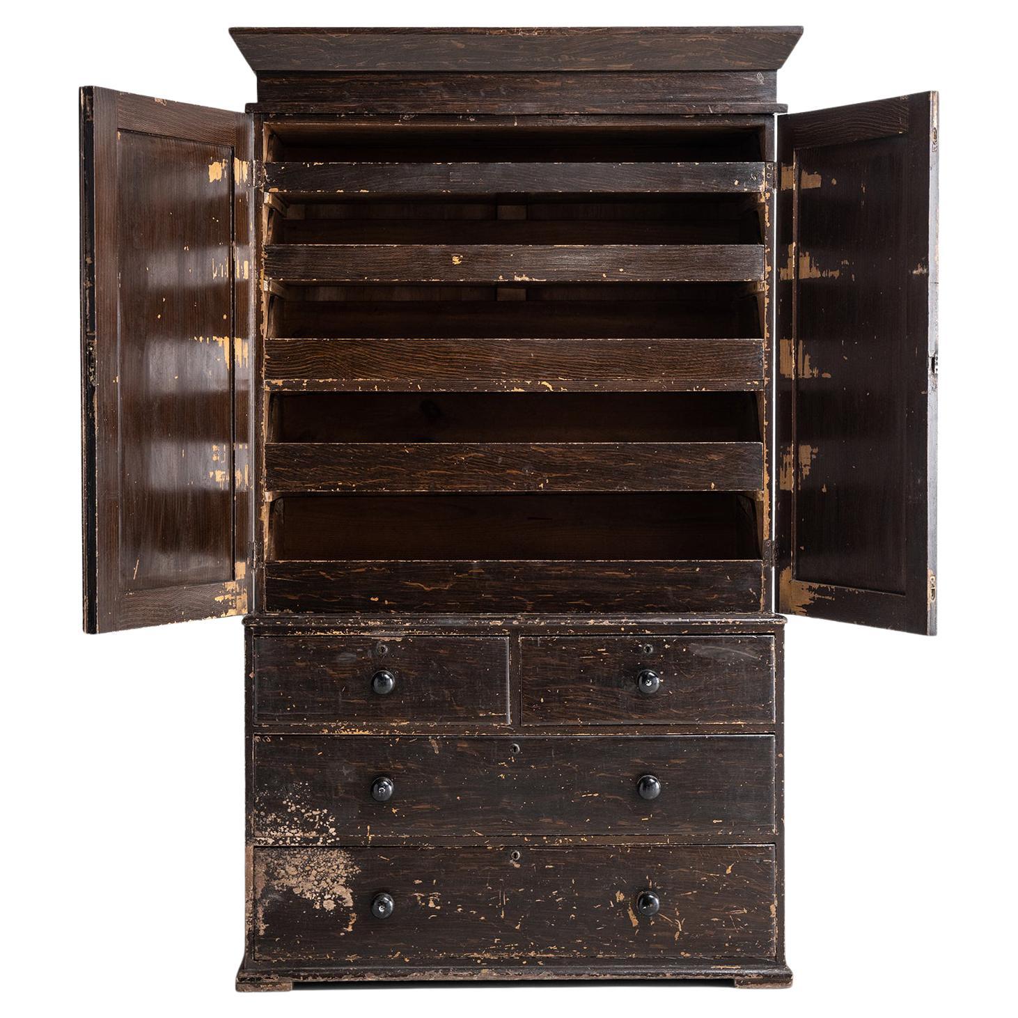 Antique Housekeepers Cupboard Linen Press Pine Victorian Large at 1stDibs