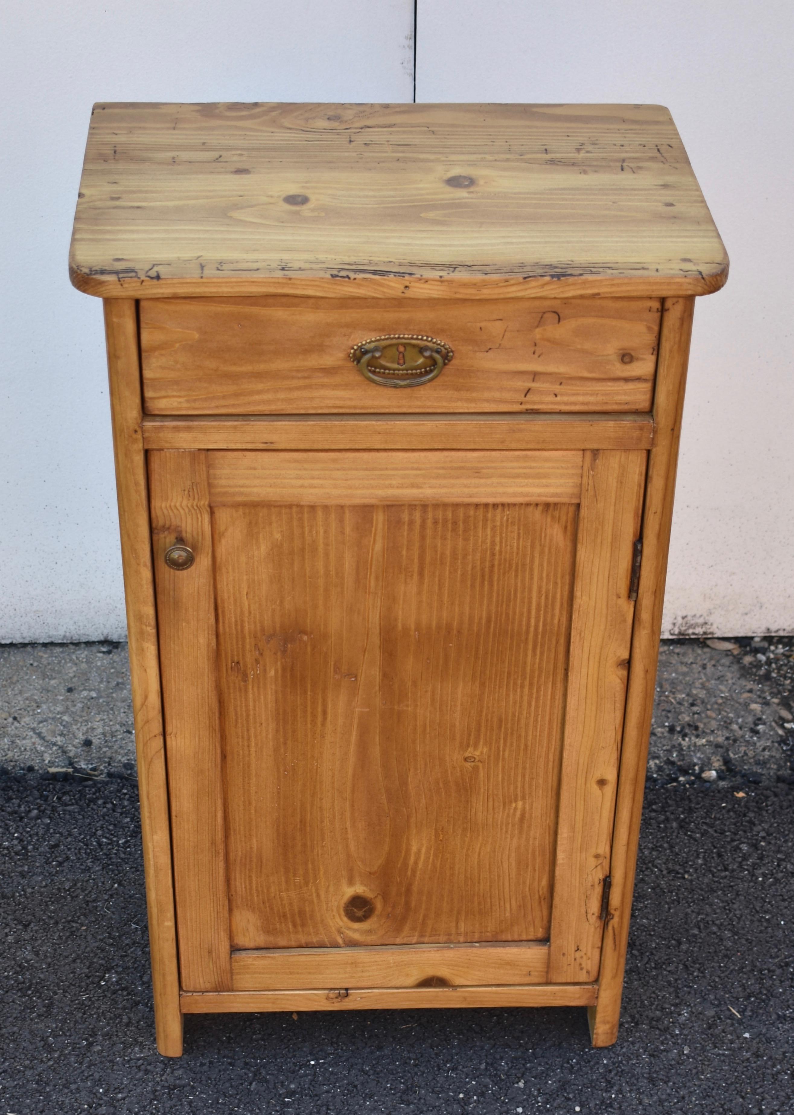 Pine Nightstand with One Door and One Drawer at 1stDibs