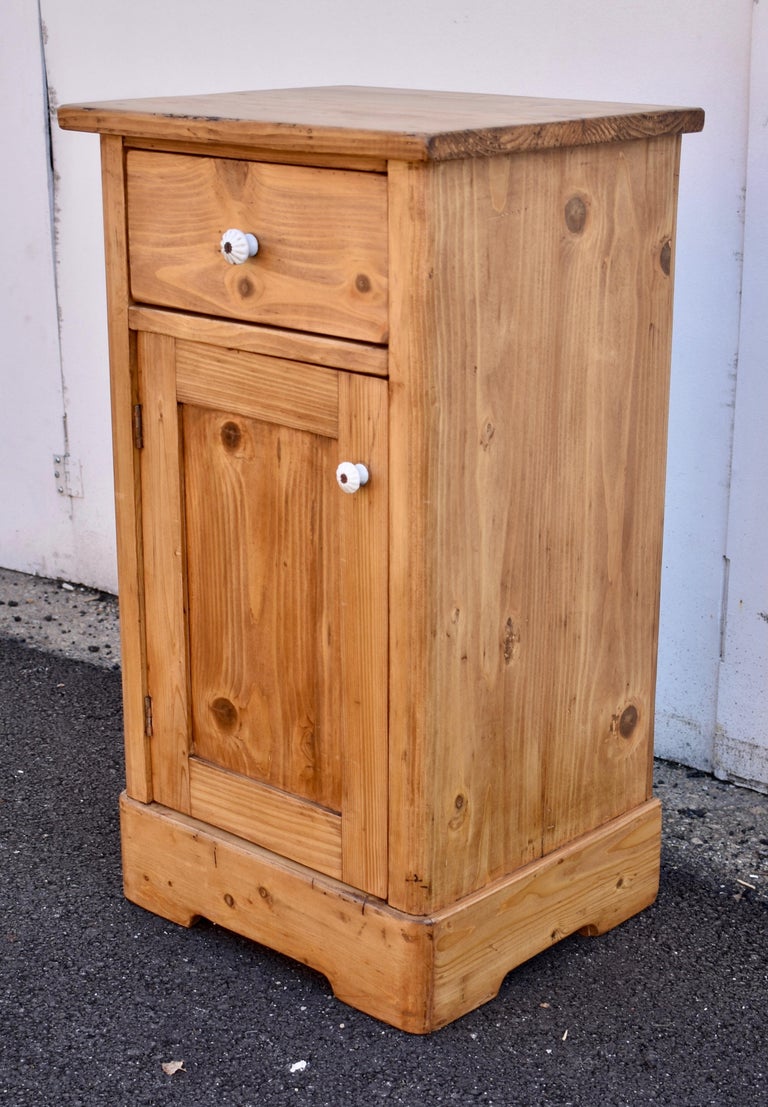 Pine Nightstand with One Door and One Drawer at 1stDibs
