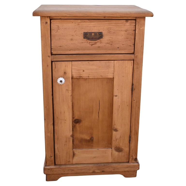Pine Nightstand with One Door and One Drawer For Sale at 1stDibs