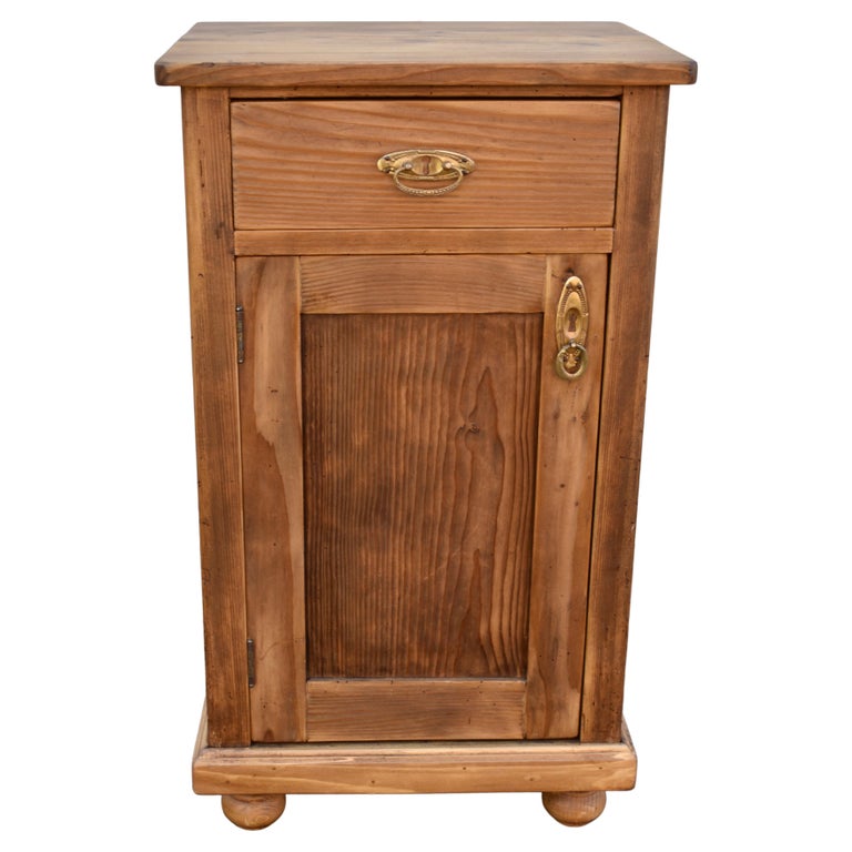 Pine Nightstand with One Door and One Drawer For Sale at 1stDibs