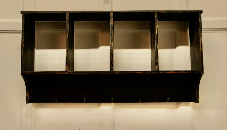 Pine Pigeon Holes Rack and Coat Hooks For Sale at 1stDibs