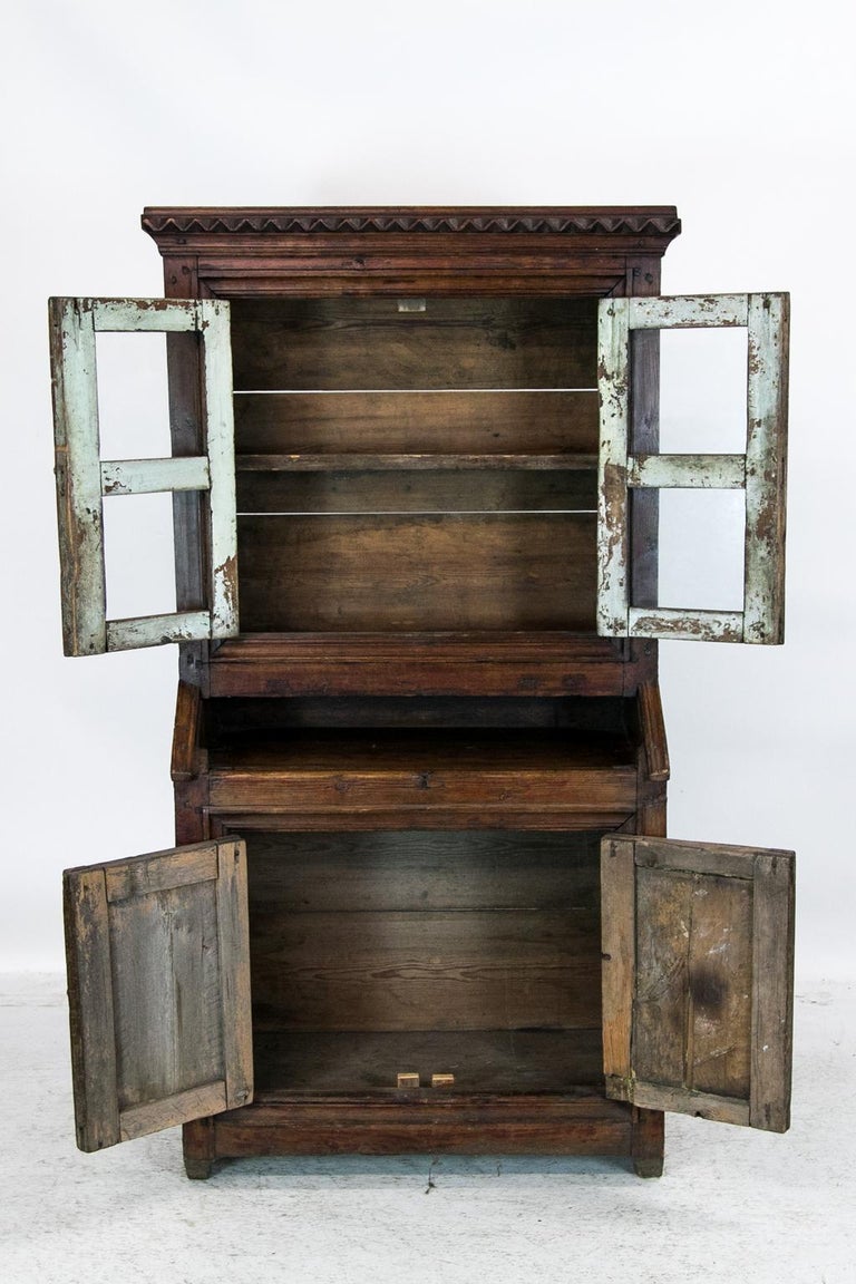 Pine Step Back Cupboard For Sale at 1stDibs