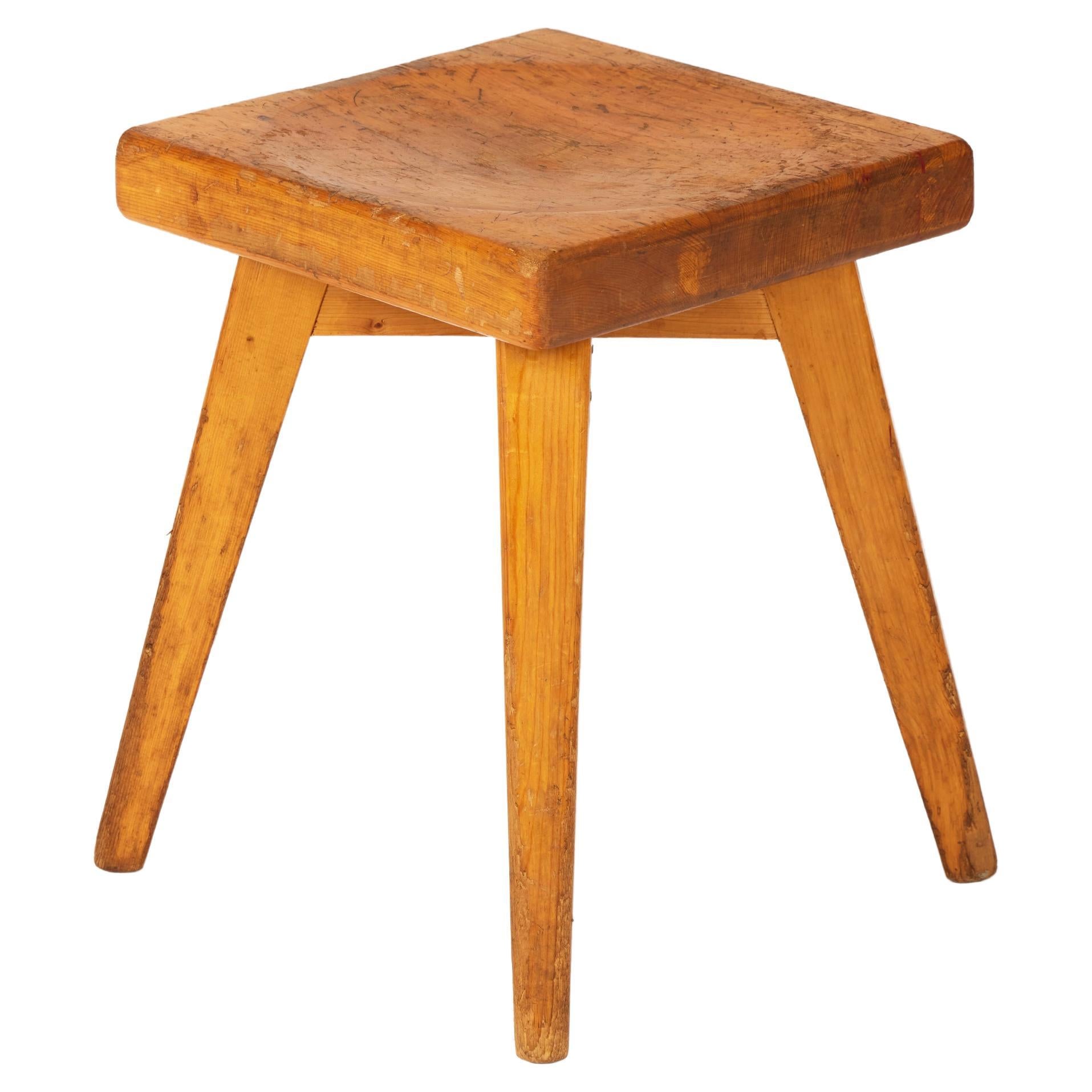 Pine Stool By Christian Durupt, 1960s For Sale at 1stDibs