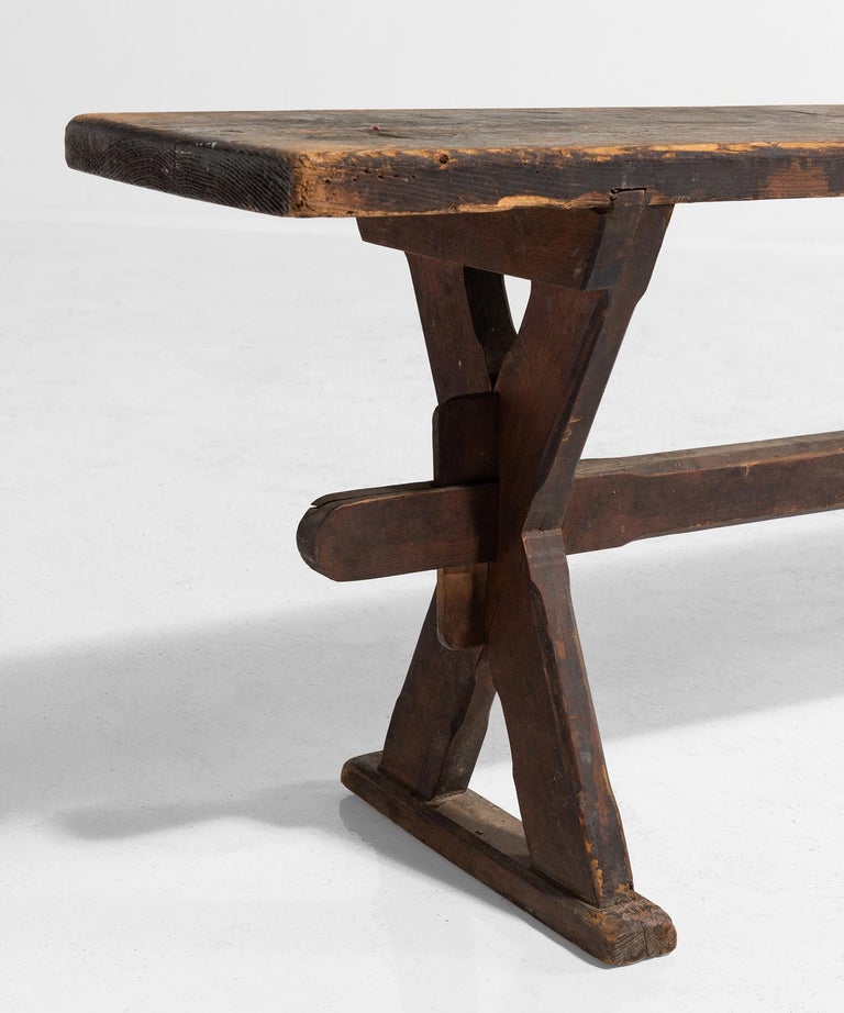 Pine Trestle Benches For Sale at 1stdibs