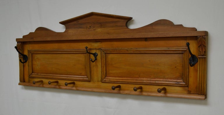 Pine Wall-Mounted Hat and Coat Rack at 1stDibs