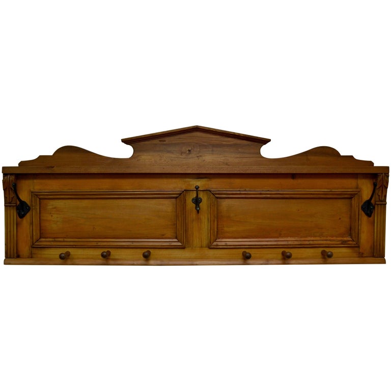 Pine Wall-Mounted Hat and Coat Rack at 1stDibs