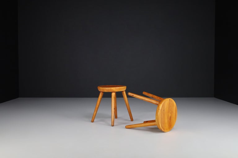 Pinewood French Stools in the Style of Charlotte Perriand, France ...