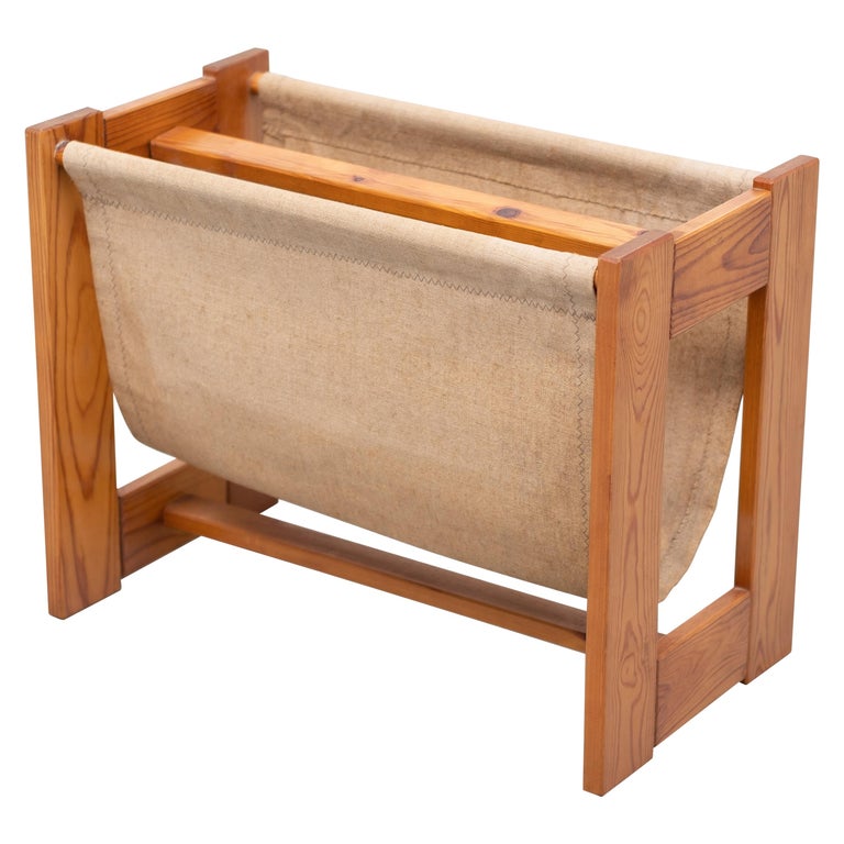 Pine wood magazine rack 1970s at 1stDibs