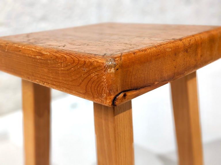 Pine Wood Stool by Charlotte Perriand for Les Arcs 1800 For Sale at 1stDibs