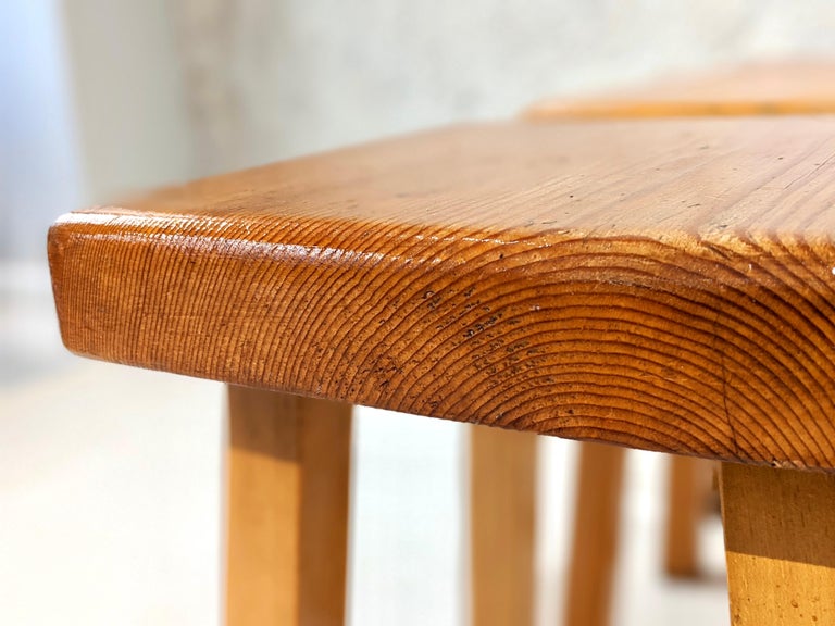 Pine Wood Stool by Charlotte Perriand for Les Arcs 1800 For Sale at 1stDibs