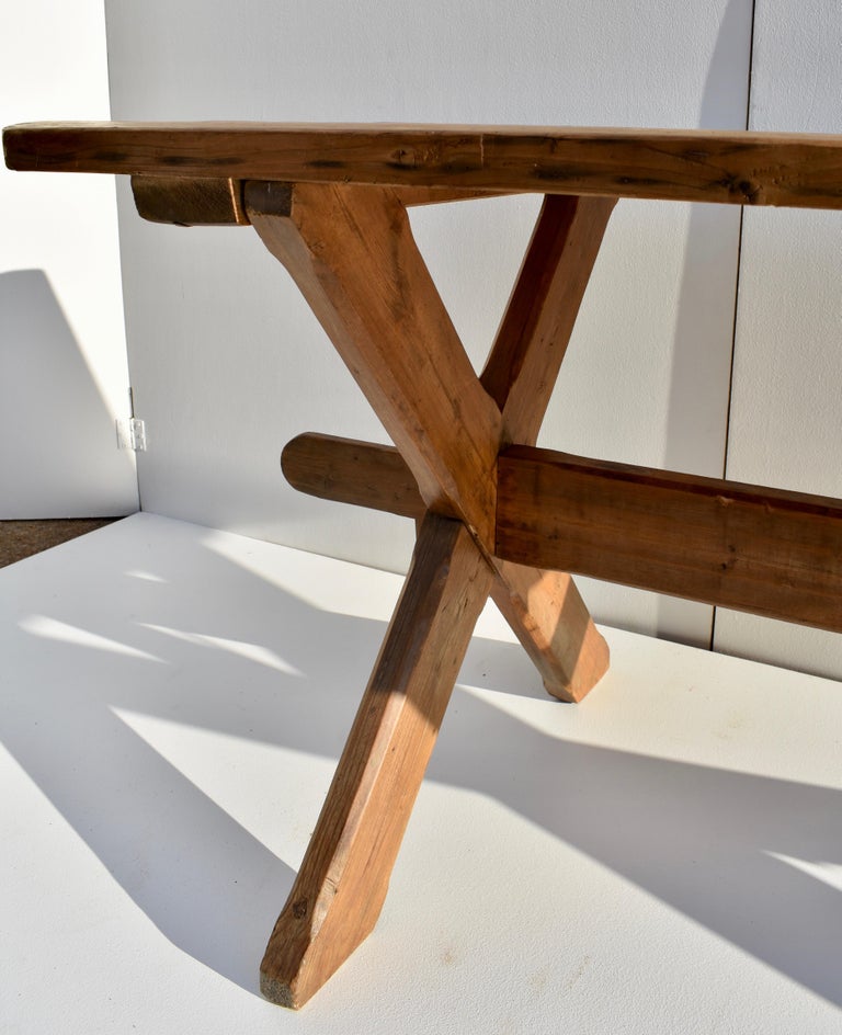 Pine "X-Base" Farmhouse Trestle Table at 1stDibs