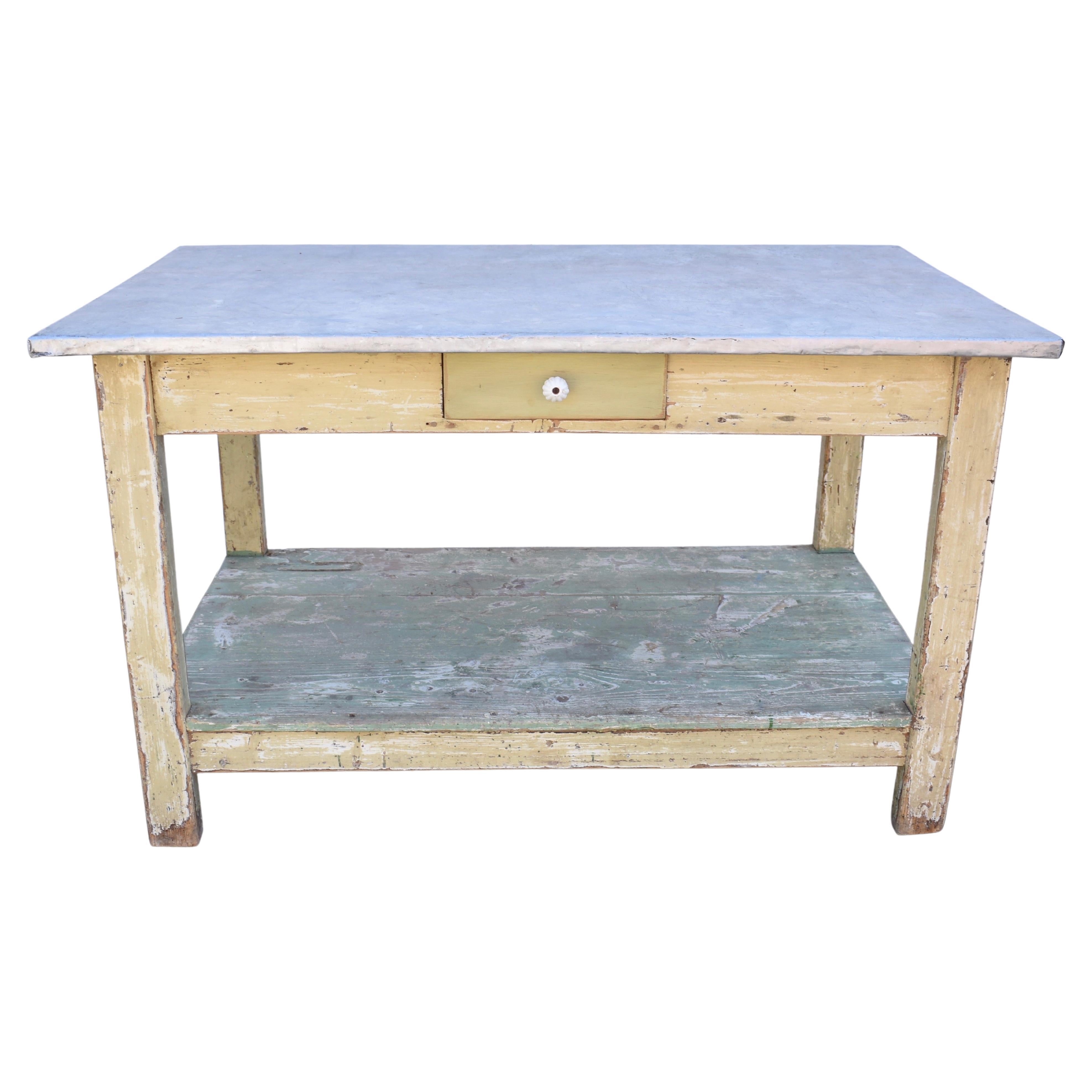 Antique Zinc Top Work Table at 1stDibs