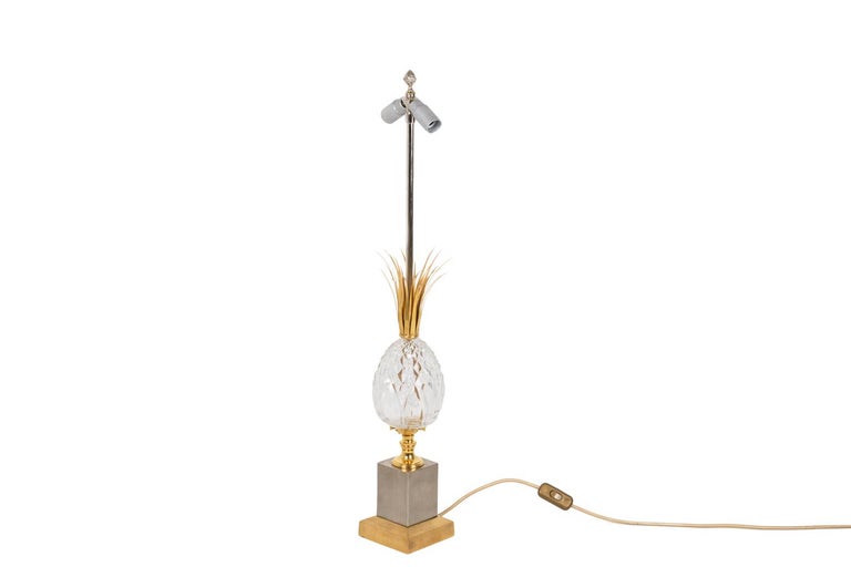 Pineapple Lamp in Crystal and Gilt and Silvered Metal, 1970s For Sale ...