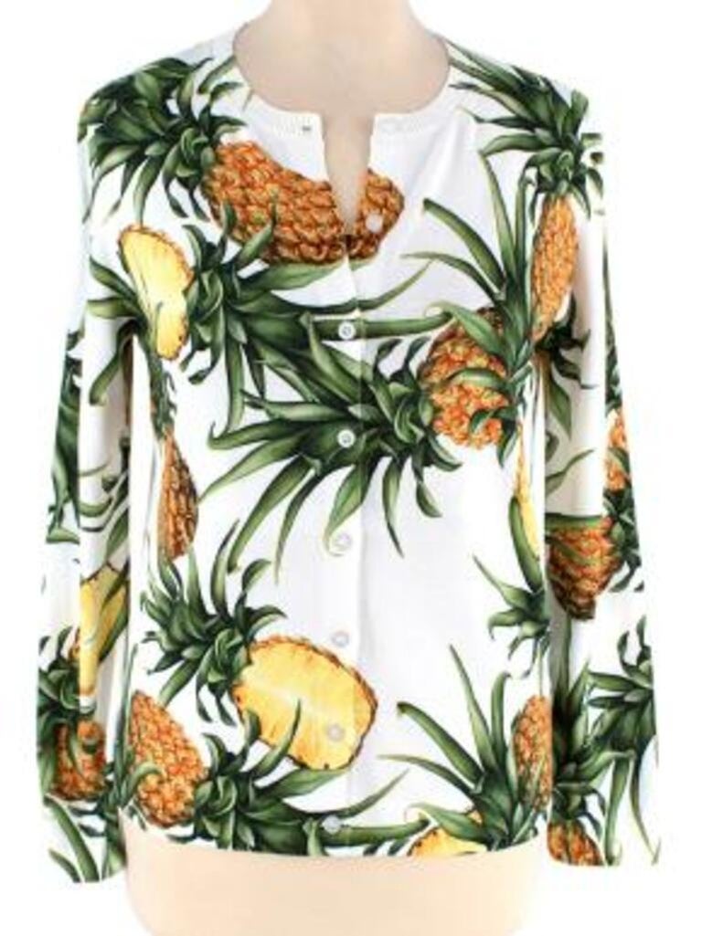 Pineapple Print White Knit and Cotton Three Piece Set For Sale at 1stDibs