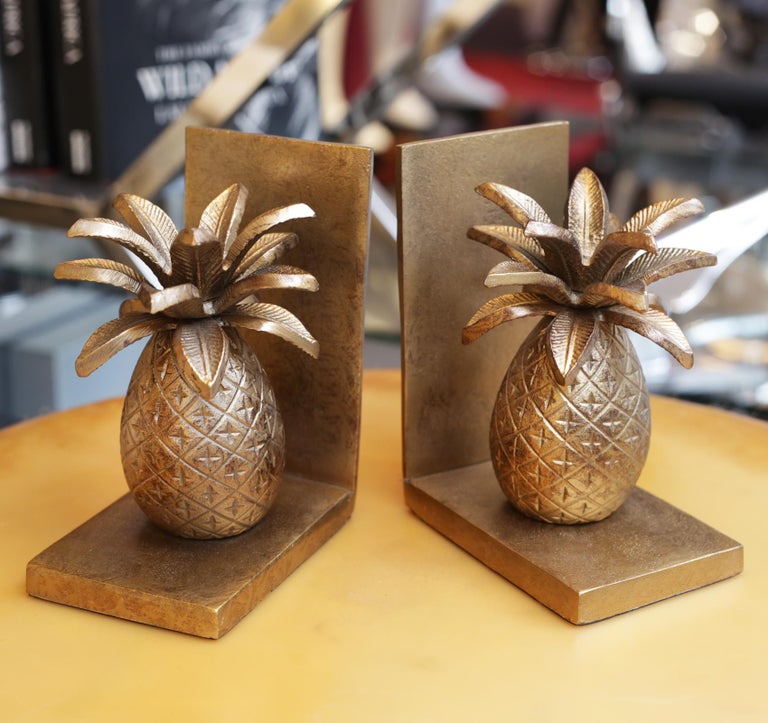Pineapple Set of 2 Bookends at 1stDibs | pineapple bookends