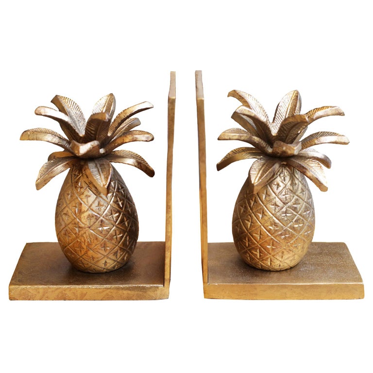 Pineapple Set of 2 Bookends at 1stDibs | pineapple bookends