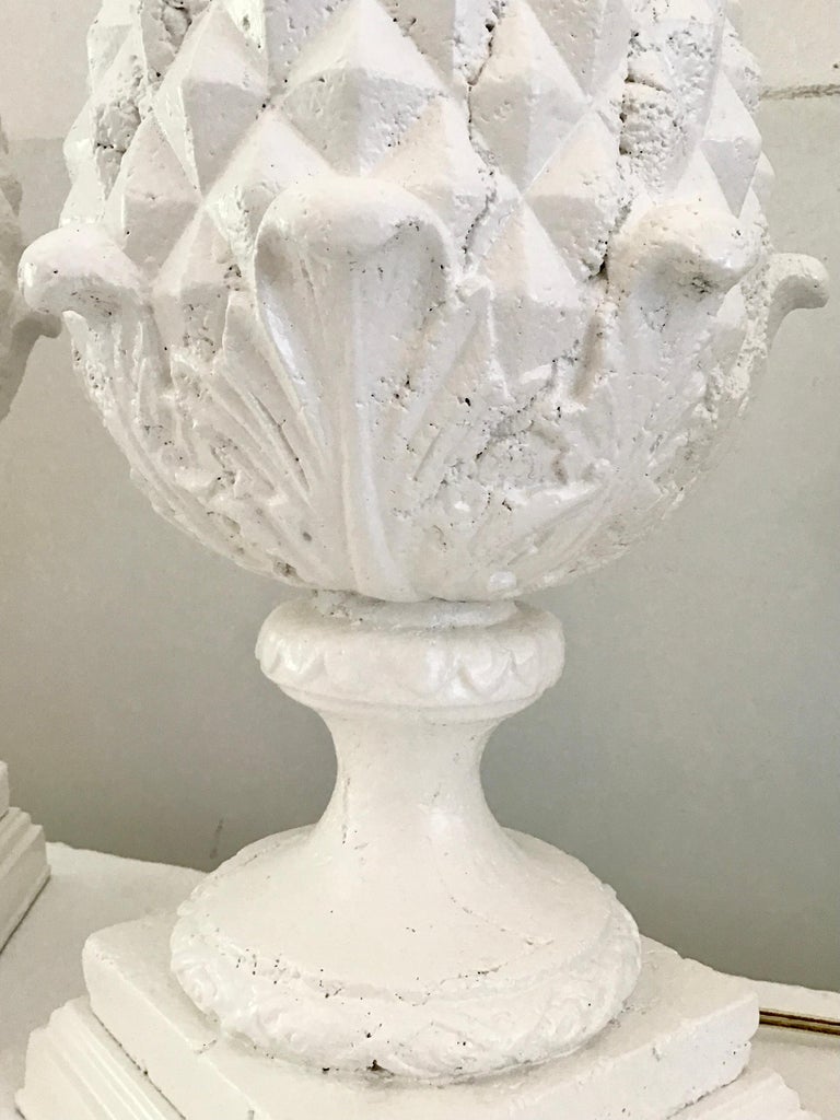 Pineapple Table Lamps in Fresh White Finish, a Pair For Sale at 1stDibs