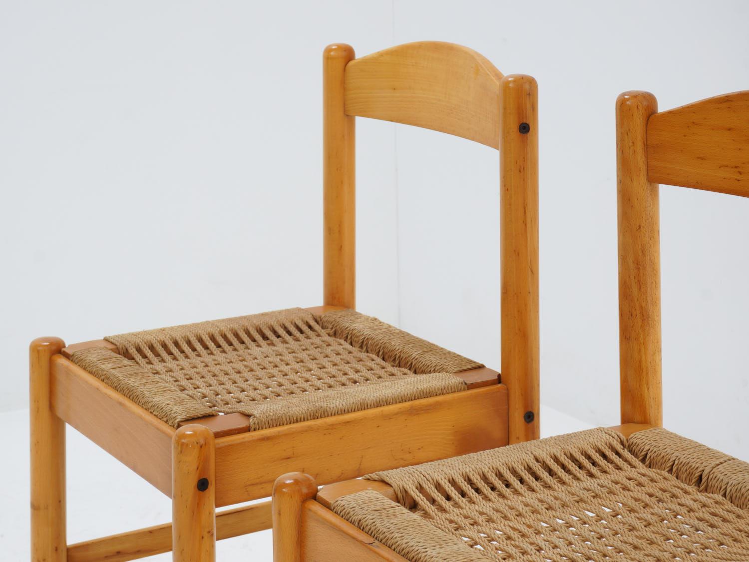 Pinewood Rush Seat Chair, 1970s For Sale at 1stDibs