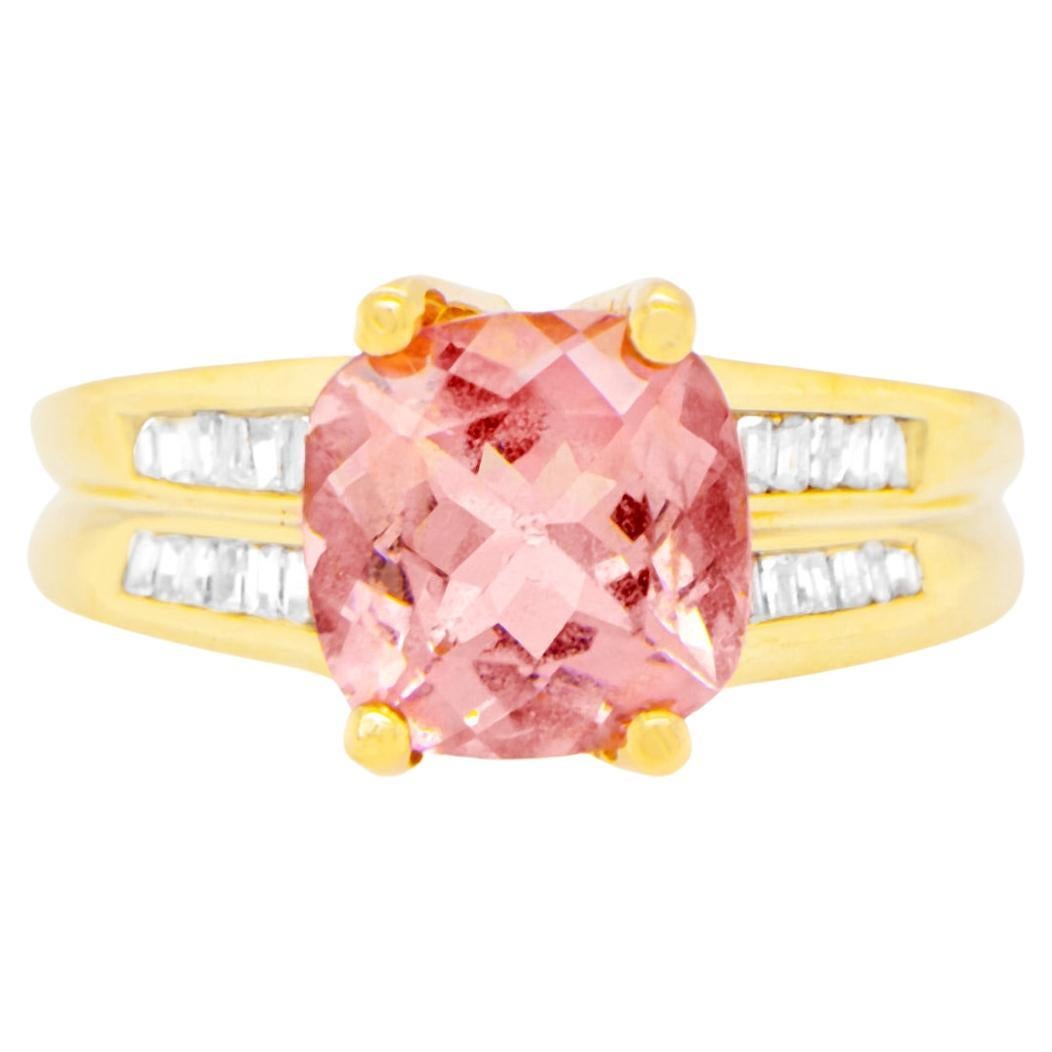 Pink 1.85 Carat Tourmaline Ring with Diamonds 14k Yellow Gold For Sale ...