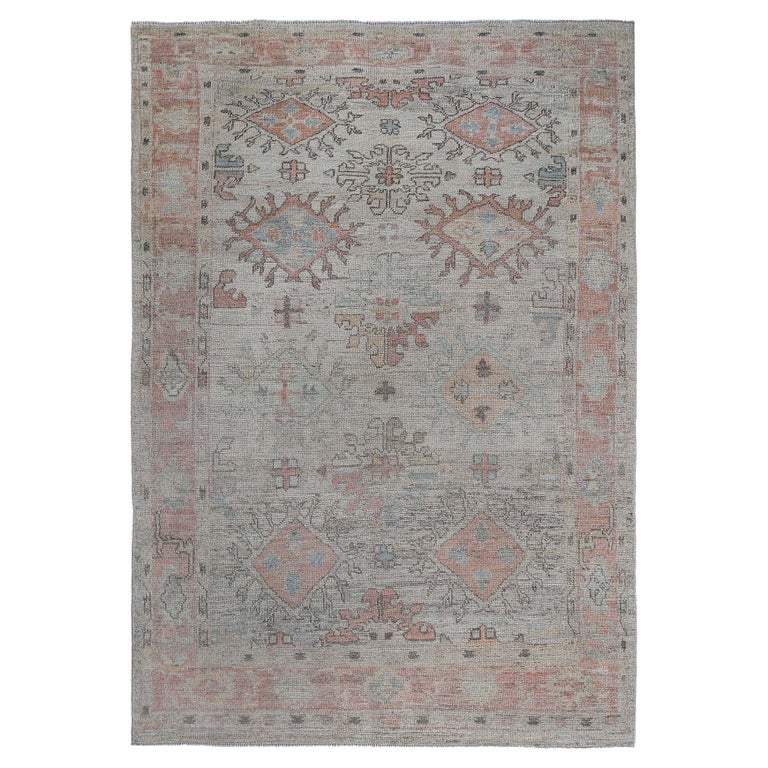 Pink Accented Turkish Oushak For Sale at 1stDibs