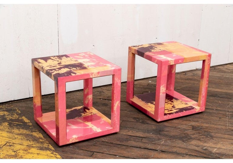 "Pink Albert Cube Confidence” Side Table Pair From Andrea Cross Design ...