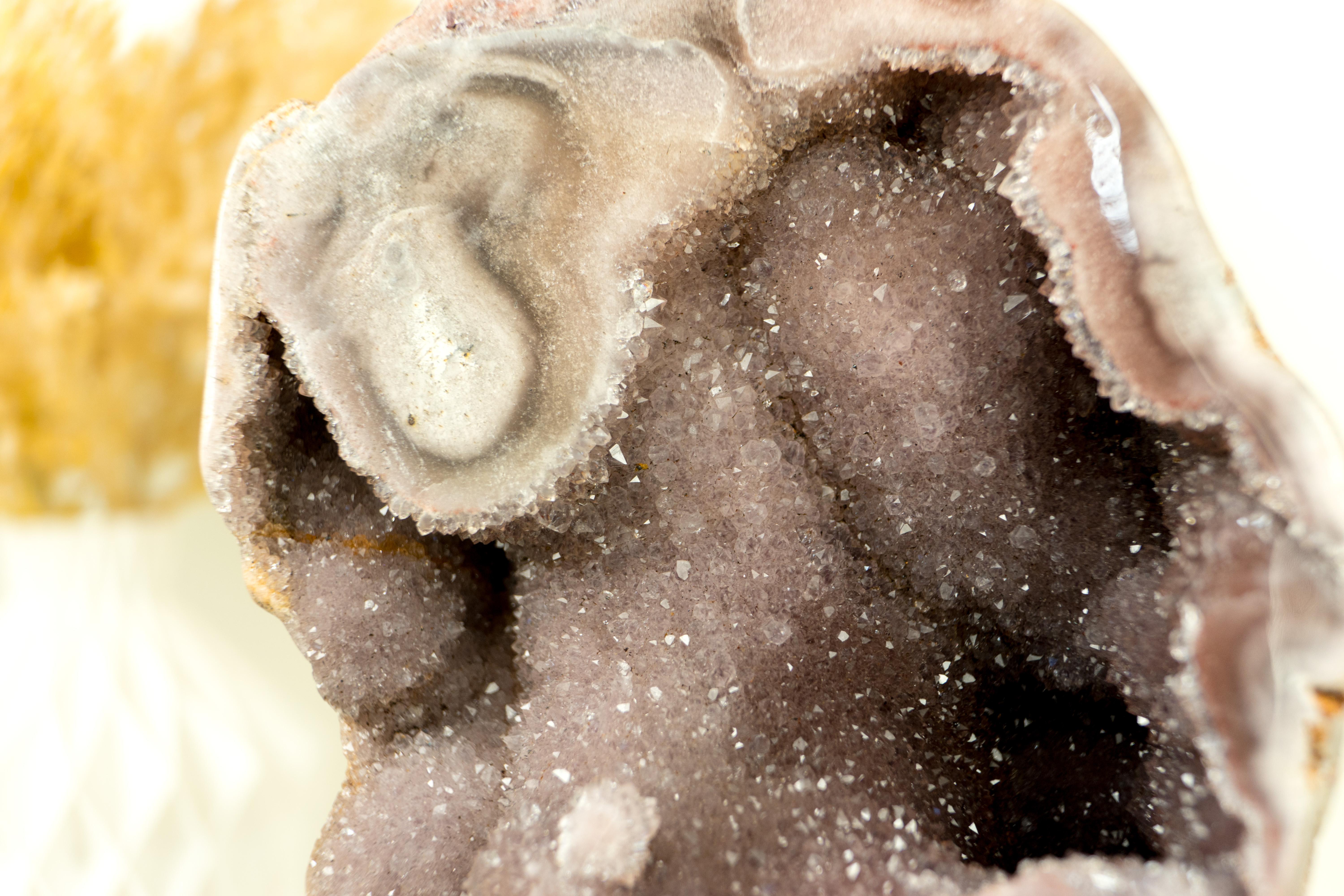 Pink Amethyst Geode with Natural Pink Crystal Amethyst on Stand For ...