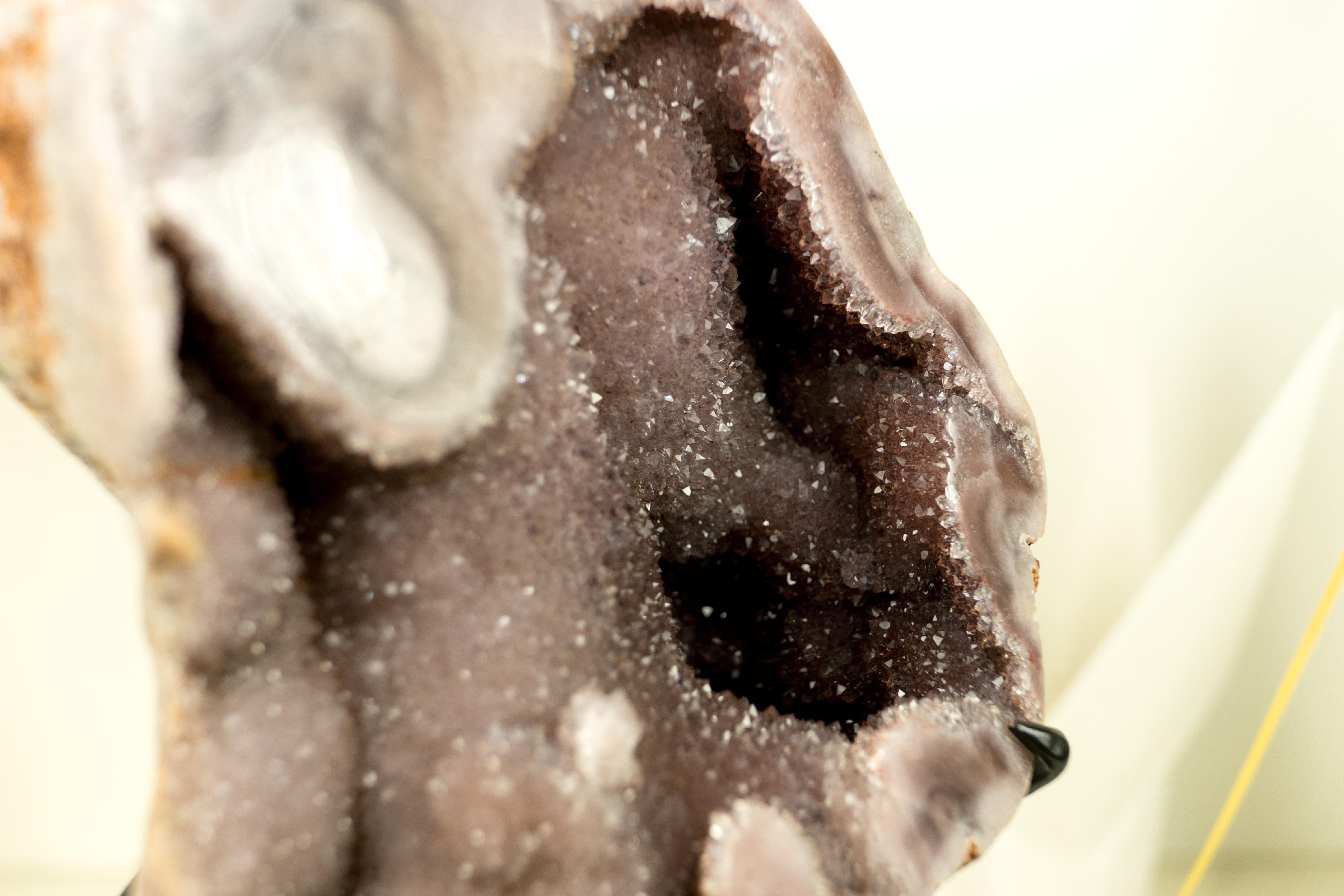 Pink Amethyst Geode with Natural Pink Crystal Amethyst on Stand For ...