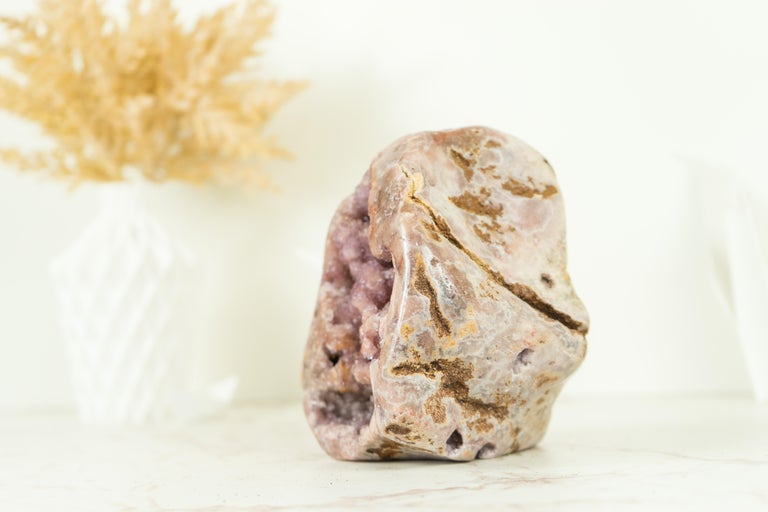 Pink Amethyst Geode with Unique Decorative Flower Druzy and AAA Pink ...