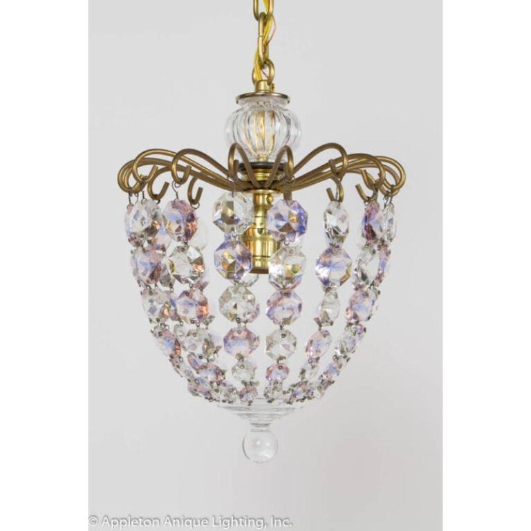 Pink and Clear Iridescent Crystal Pendant For Sale at 1stDibs