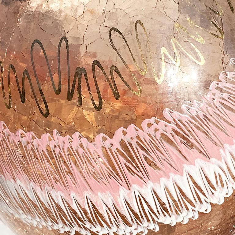 Pink and White Crackle Painted Art Glass Vase For Sale at 1stDibs ...