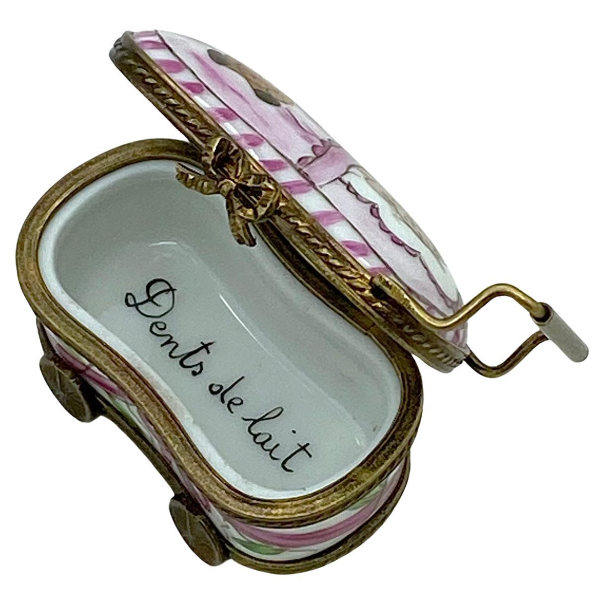 Pink Baby Bassinet Limoges Trinket Box For Sale at 1stDibs