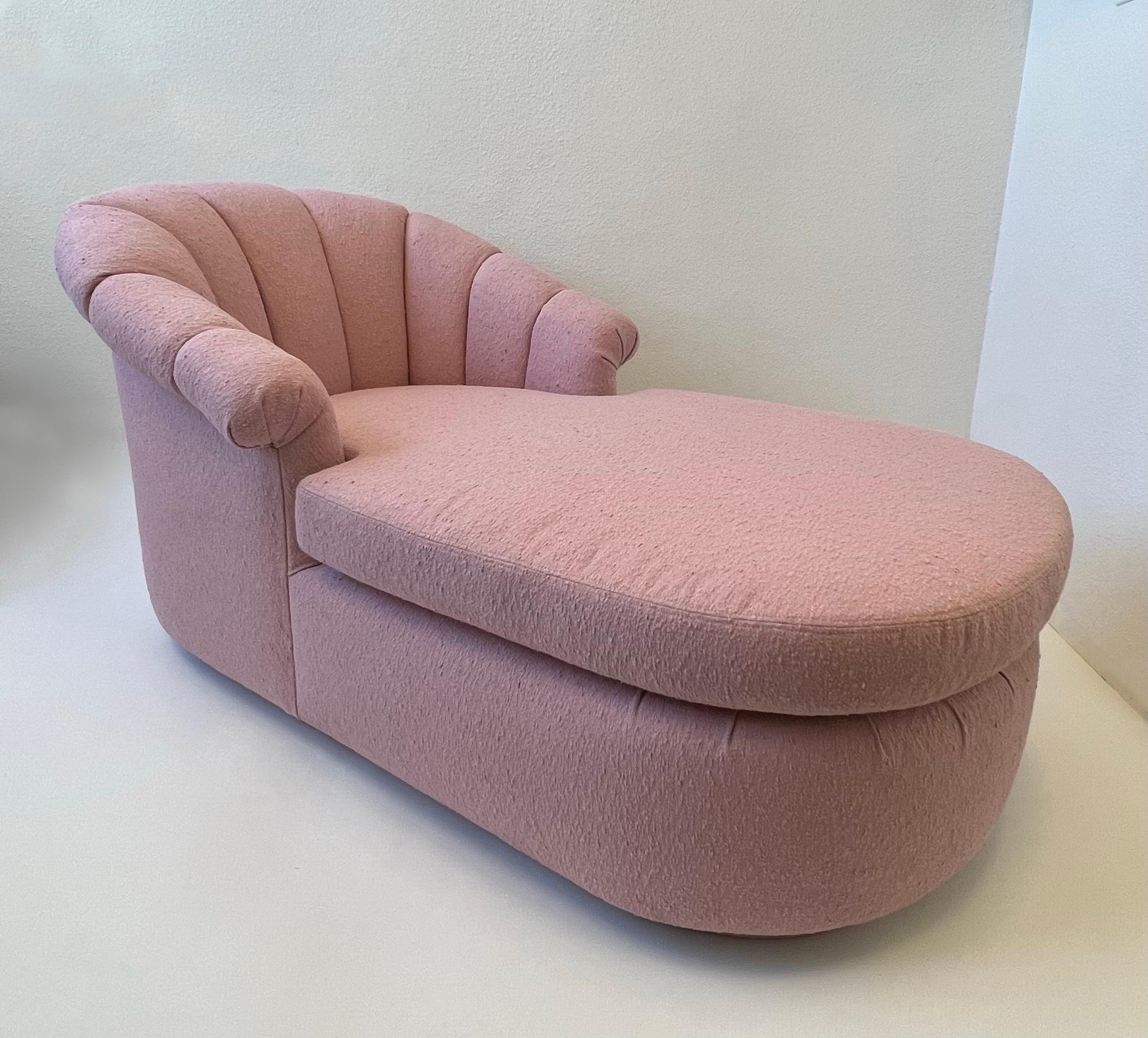 Pink Channel Back Chaise Lounge by Steve Chase For Sale at 1stDibs