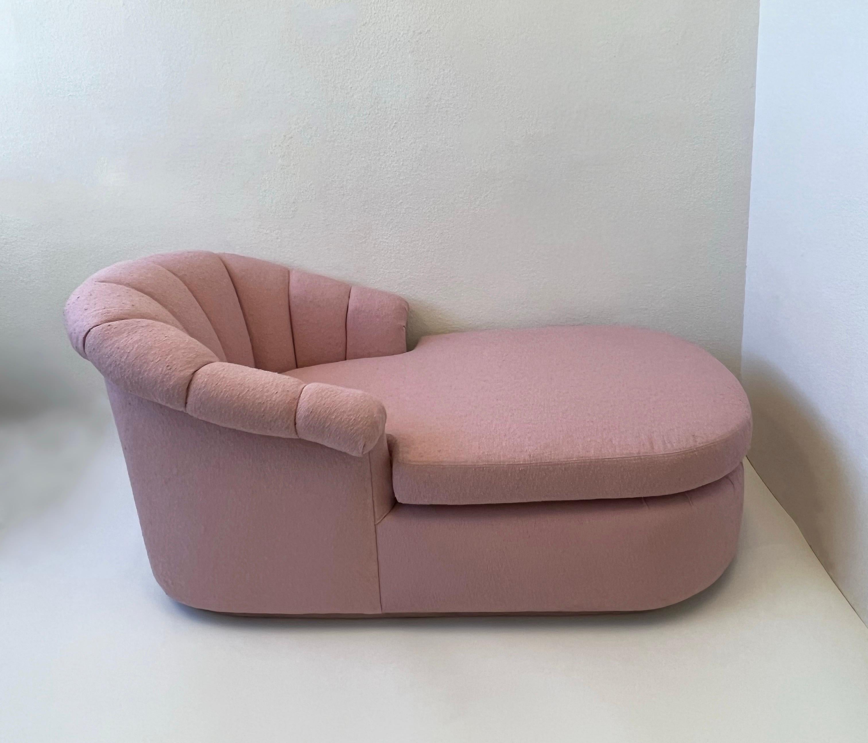 Pink Channel Back Chaise Lounge by Steve Chase For Sale at 1stDibs
