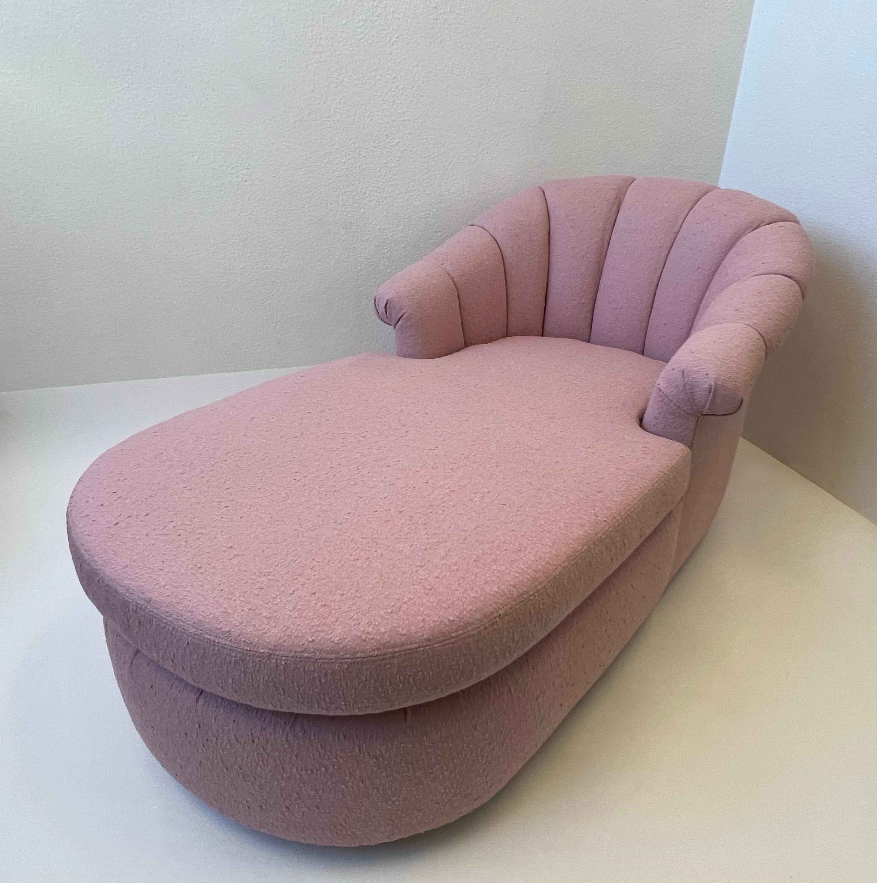 Pink Channel Back Chaise Lounge by Steve Chase For Sale at 1stDibs