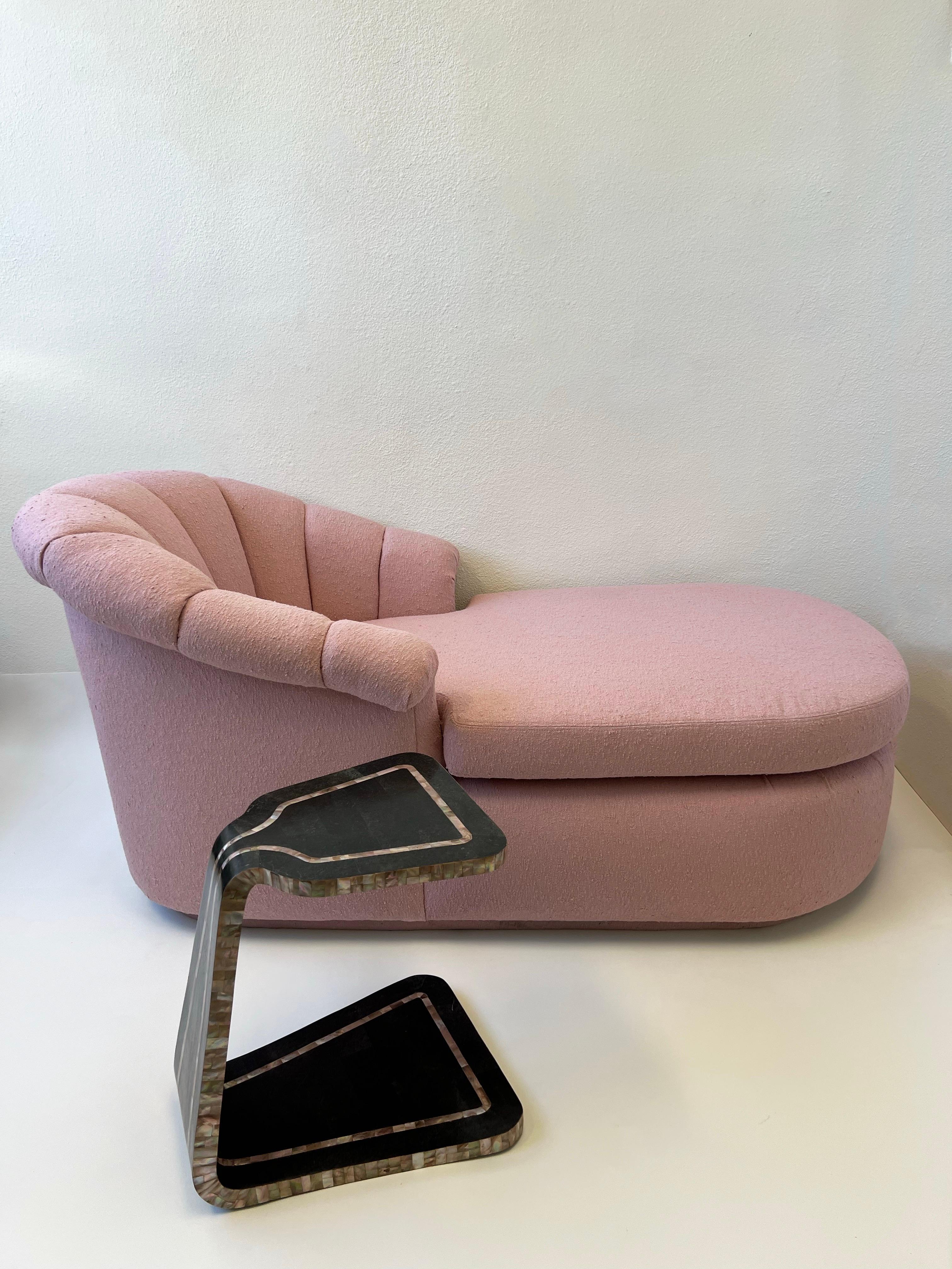 Pink Channel Back Chaise Lounge by Steve Chase For Sale at 1stDibs