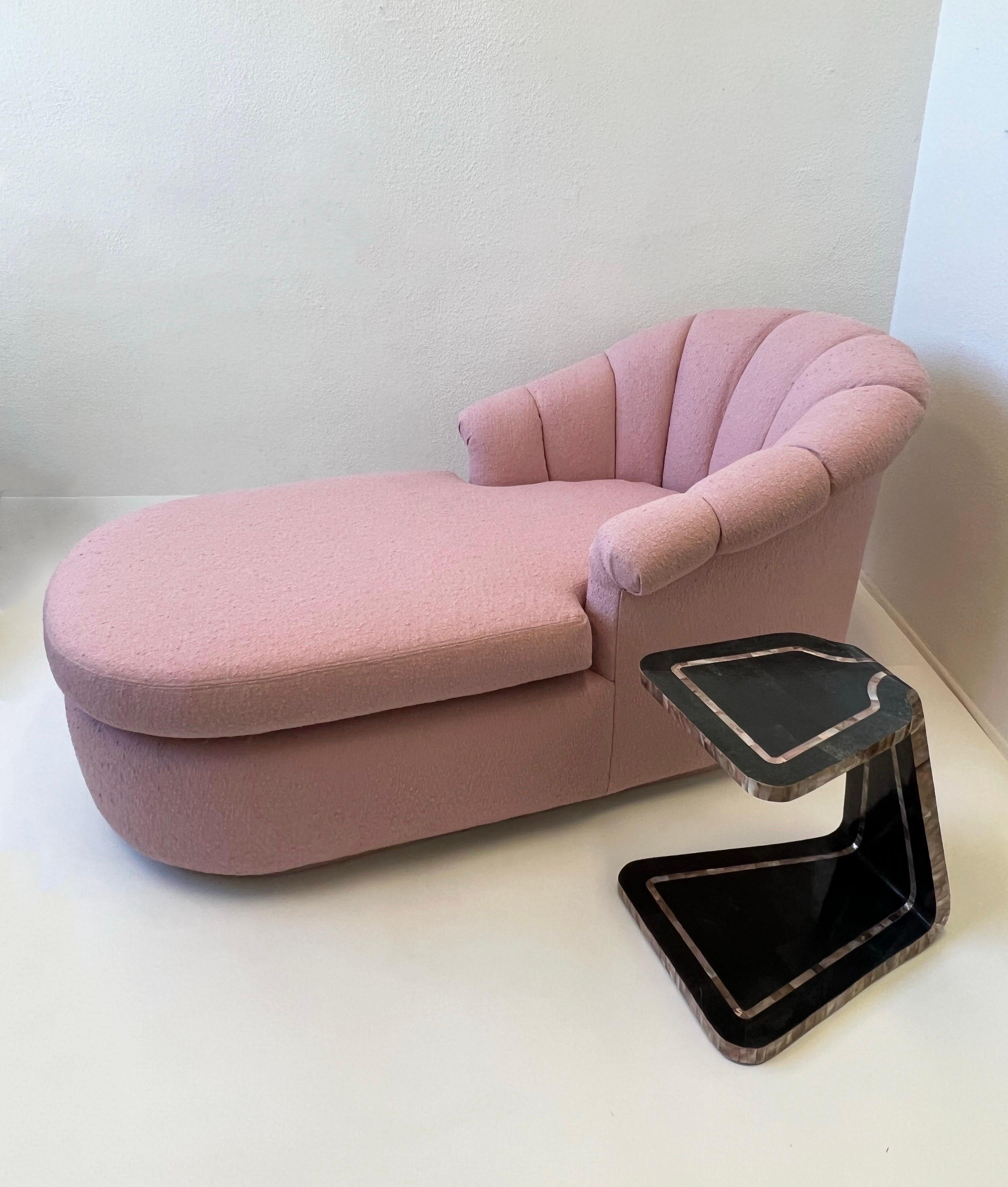 Pink Channel Back Chaise Lounge by Steve Chase For Sale at 1stDibs